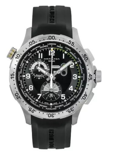 Hamilto khaki oge ụwa chronograph