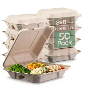 100% komposterbere Clamshell Take Out Food Containers