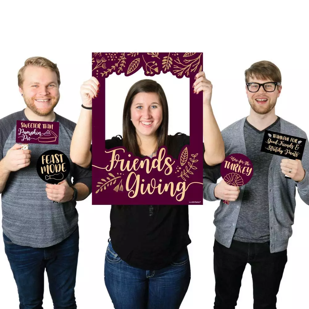 Friendsgiving 感恩節派對照片展位相框和道具 - 印在堅固的材料上