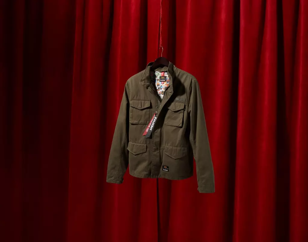 Playboy-X-Alpha-Field-Coat-limited-edition-red-drapes-background