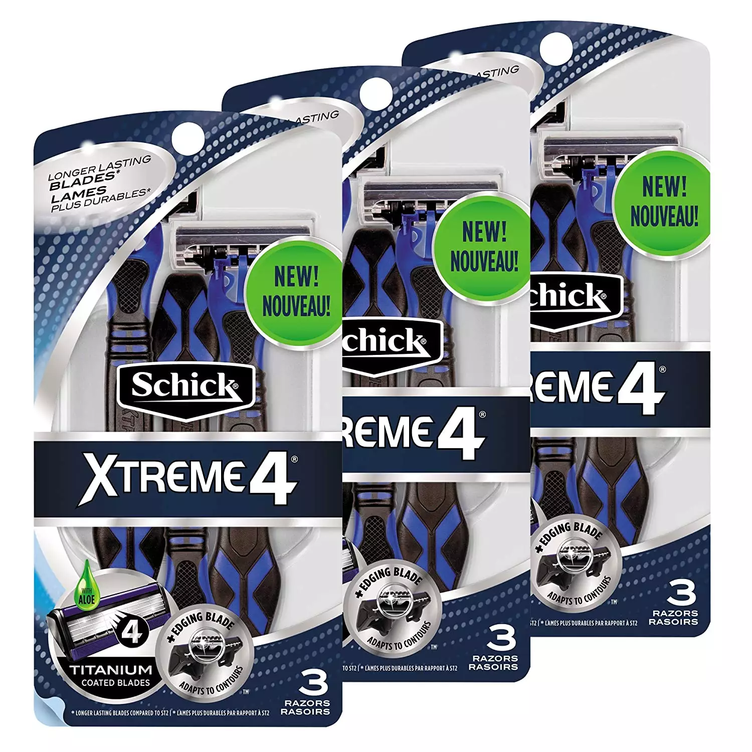 Schick xtreme 4 rasel tafladwy ar gyfer dynion, 9 cyfrif; rasel gorau i ddynion