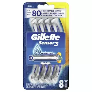 raseli gorau i ddynion - Gillette-Sensor3-Dynion-Tafladwy-Razor-8-Count