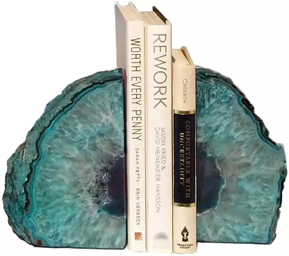 AMOYSTONE Teal Bookends