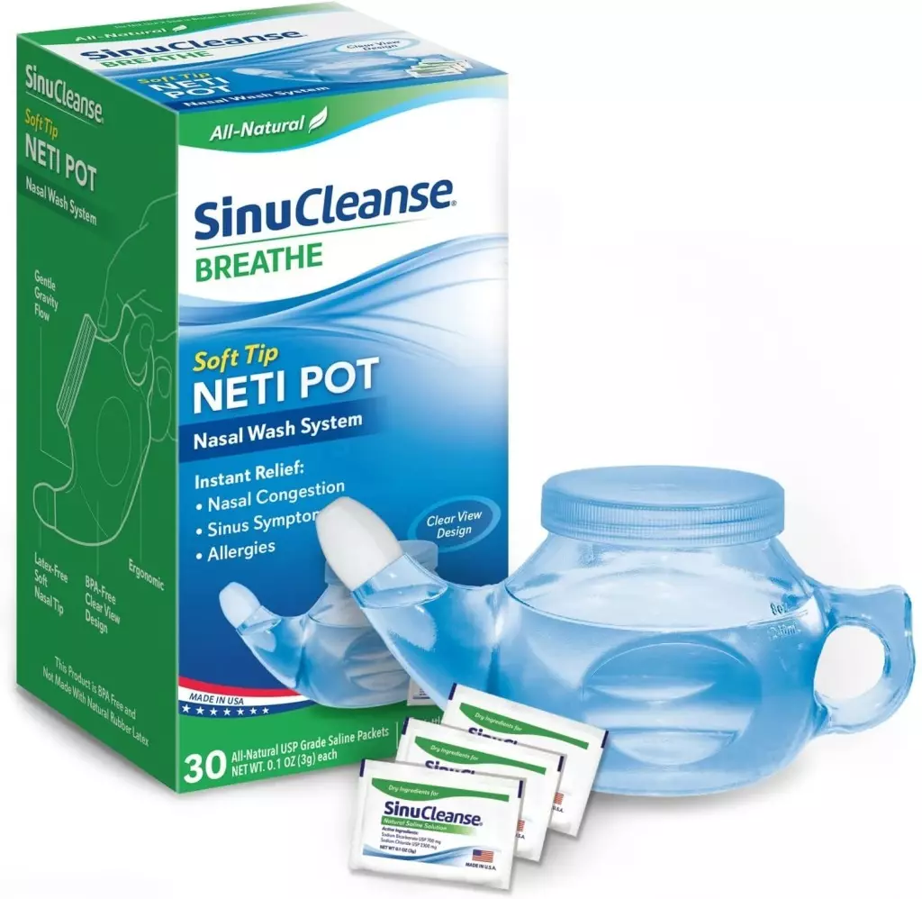 SinuCleanse'i pehme otsaga Neti-Pot ninapesu niisutussüsteem