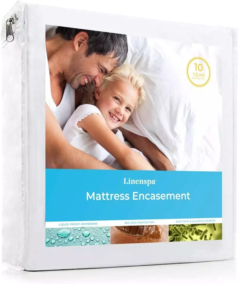 LINENSPA Waterproof Bed Bug Proof Encasement Protector, otu esi ewepụ allergens n'ụlọ gị