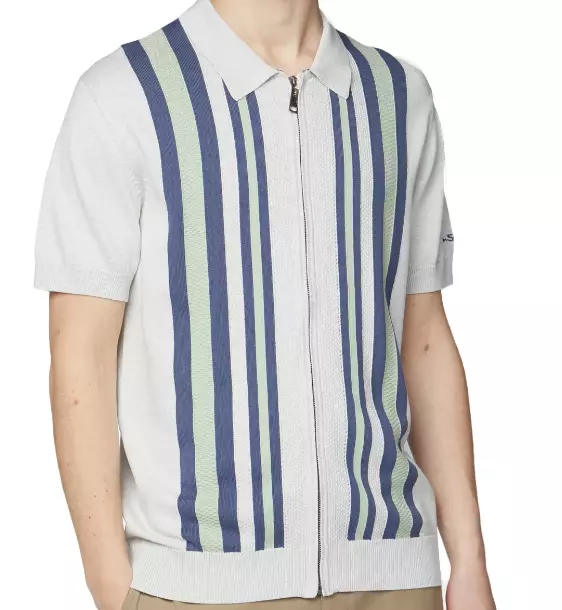 Ben Sherman Textured Stripe Zip Ta hanyar Polo Shirt