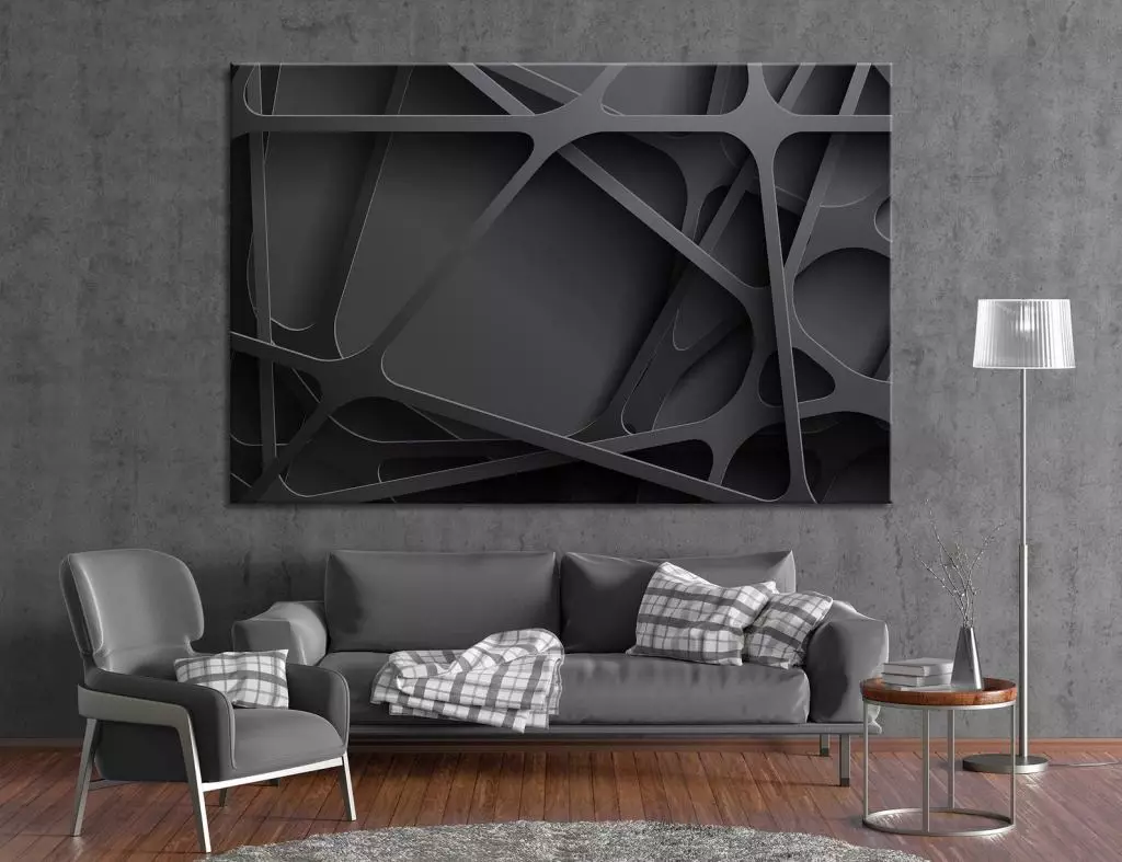 ArtTeamCanvas 3D שחור מופשט עיצוב קיר