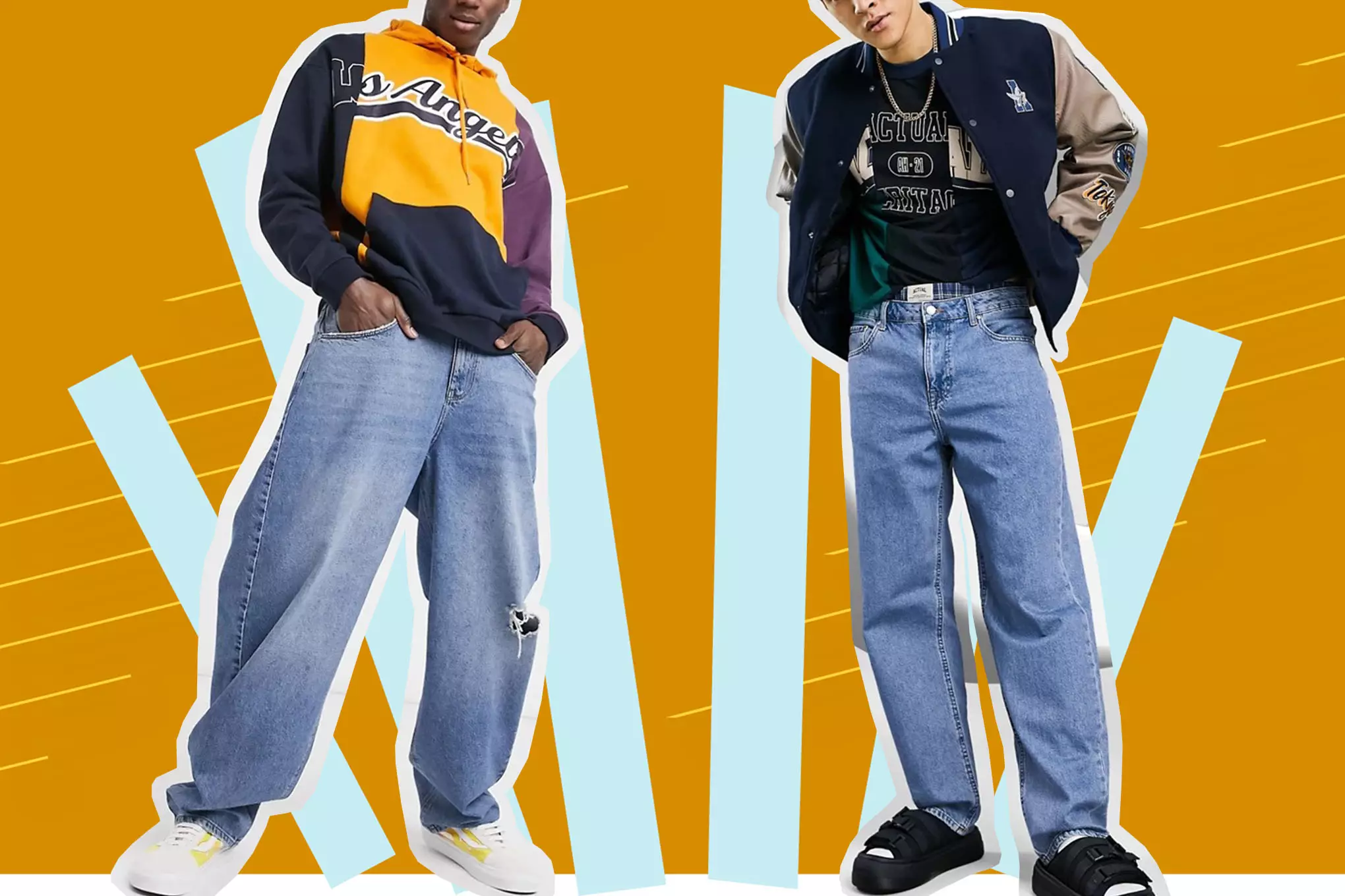 män i baggy jeans