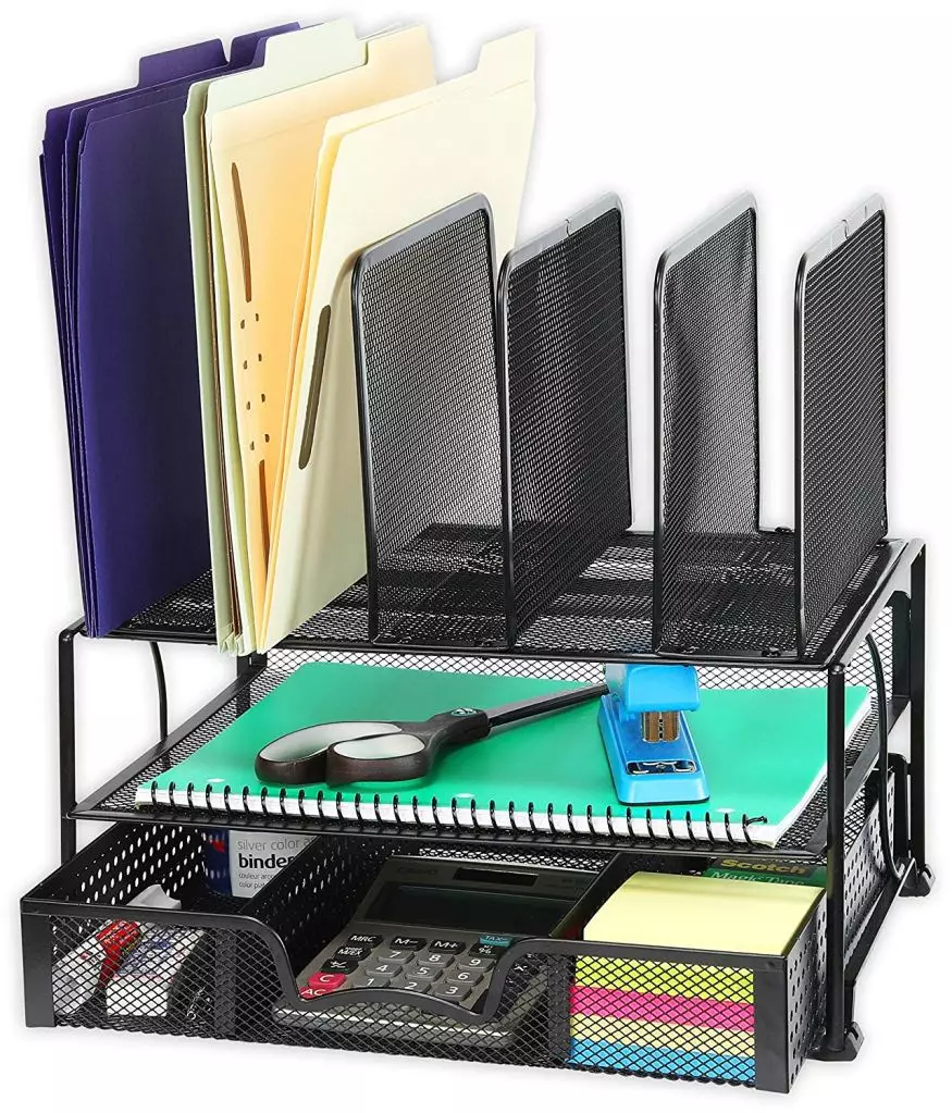 SimpleHouseware Mesh Desk Organizer ជាមួយ sliding drawer