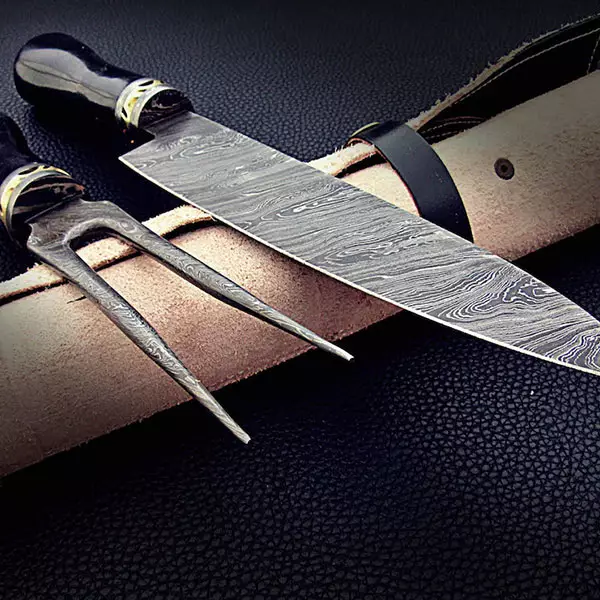 conjunt de forquilla de ganivets de xef de Damasc