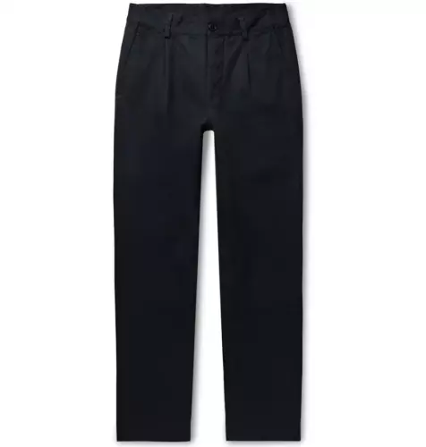 Bellerose Midnight-Blue Pleated Cotton Trousers