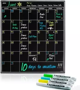 Yaze Magnet Grande calendario magnetico cancellabile a secco con design a lavagna