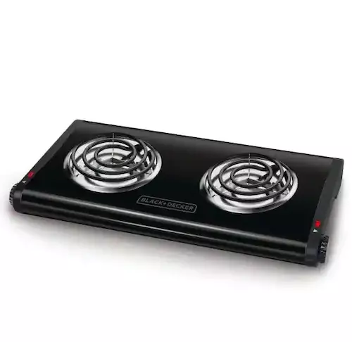 BLACK + DECKER Dubbelbrännare kokplatta med temperaturkontroller