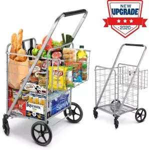 winkeep Jumbo Double Basket Grocery Cart