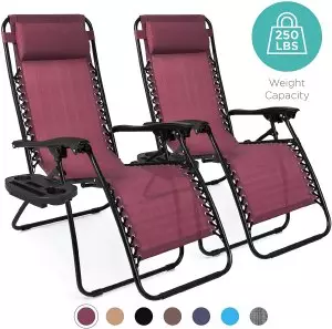 Best Choice Products Set med 2 justerbara Zero Gravity Lounge Chair-fåtöljer