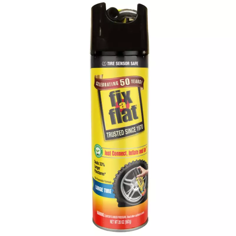 Can of Fix A Flat Tire Sealant and Tire Inflator; best accessories car