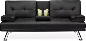 Best Choice Products Sofá futón convertible moderno de coiro sintético