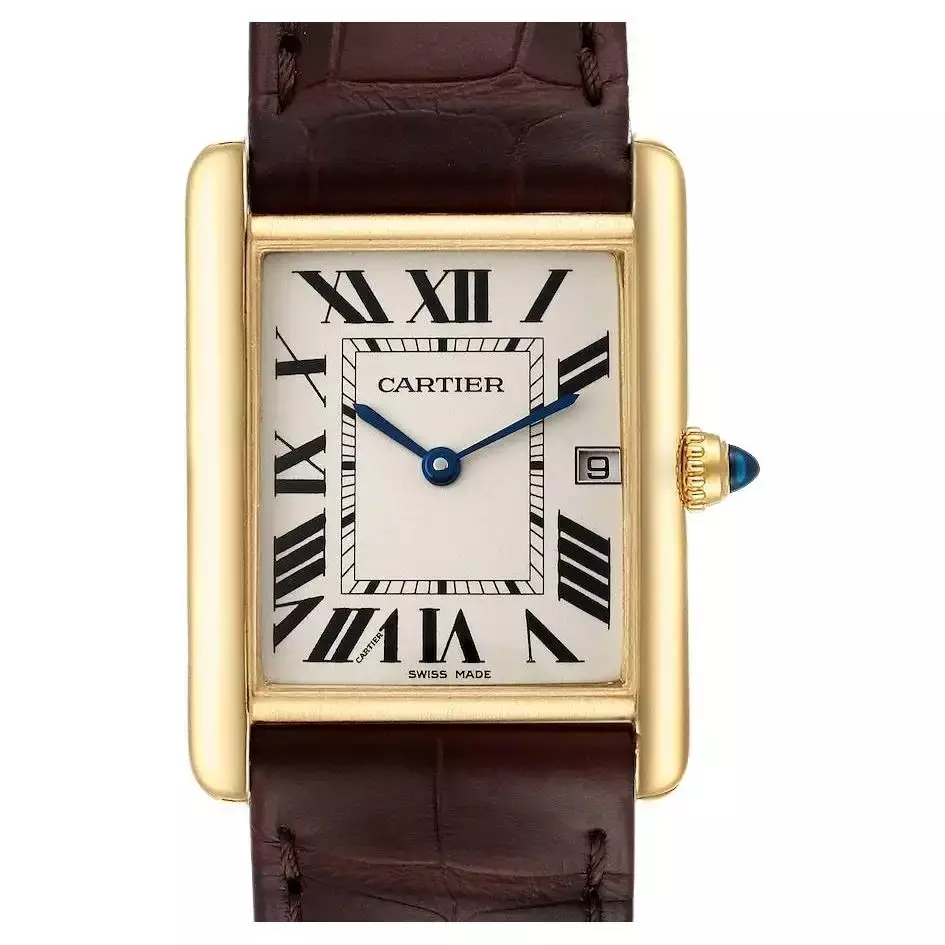 Cartier Tank Louis 18K Mavo Brown Strap Watch