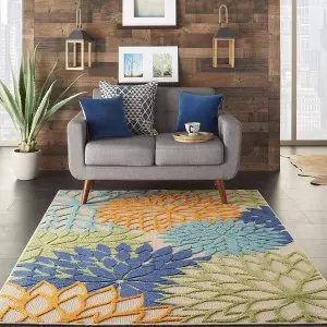 Nourison Aloha vnitřní a venkovní květinový modrý koberec
