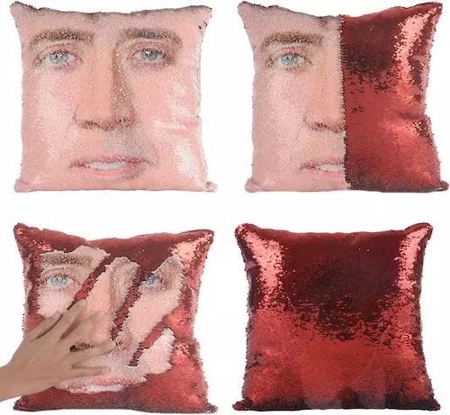 ຜ້າຄຸມໝອນ Nicolas Cage Sequin, ຖົງຢາງພາລາຕະຫລົກ