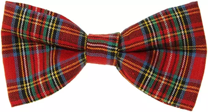 Panlalaking Red Tartan Plaid Clip Sa Cotton Bow Tie