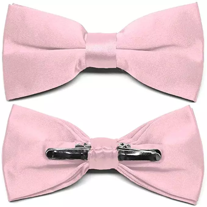 TieMart Carnation Pink Clip-On Bow Tie