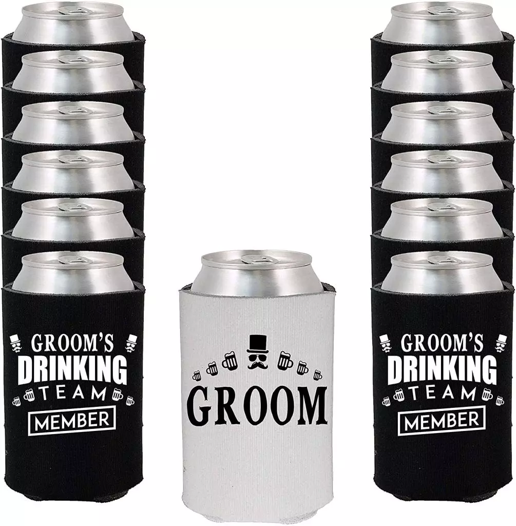 Shop4Ever Groom and Groom's Drinking Team 'Lid' Can Coolie Wedding Drink Coolers