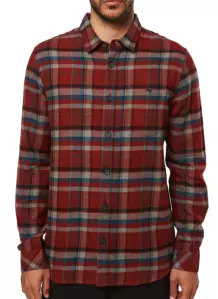 Shirt ea O'Neill e khubelu ea Flannel