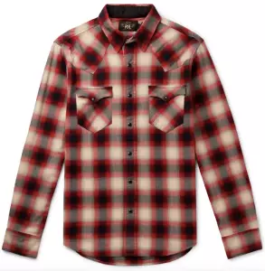 RRL Áo sơ mi đỏ Flannel