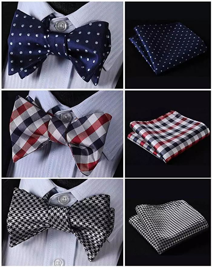 Hisdern Men's Self-Tie Bow Tie & Pocket Square Set