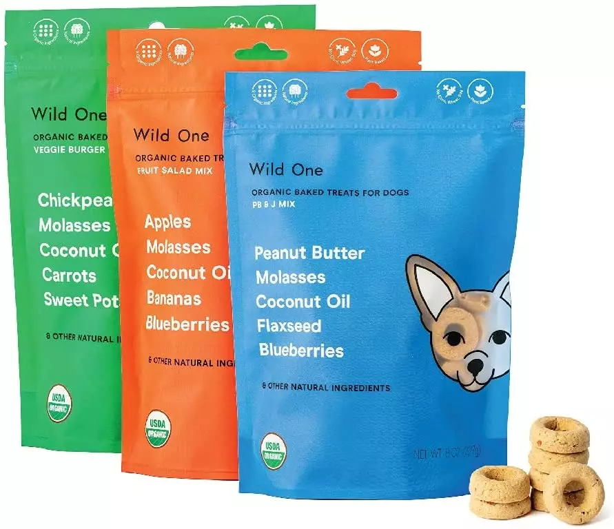 I-Wild One Organic Natural Crunchy Baked Dog Treats, Izinja Ezinempilo Zenja