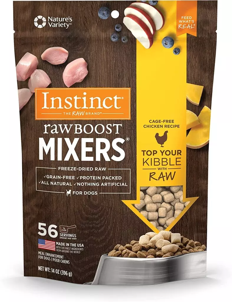 Instinct Raw Boost Mixers Freeze Garing Raw Dog Food Topper, Ngaruwat Anjing Sehat