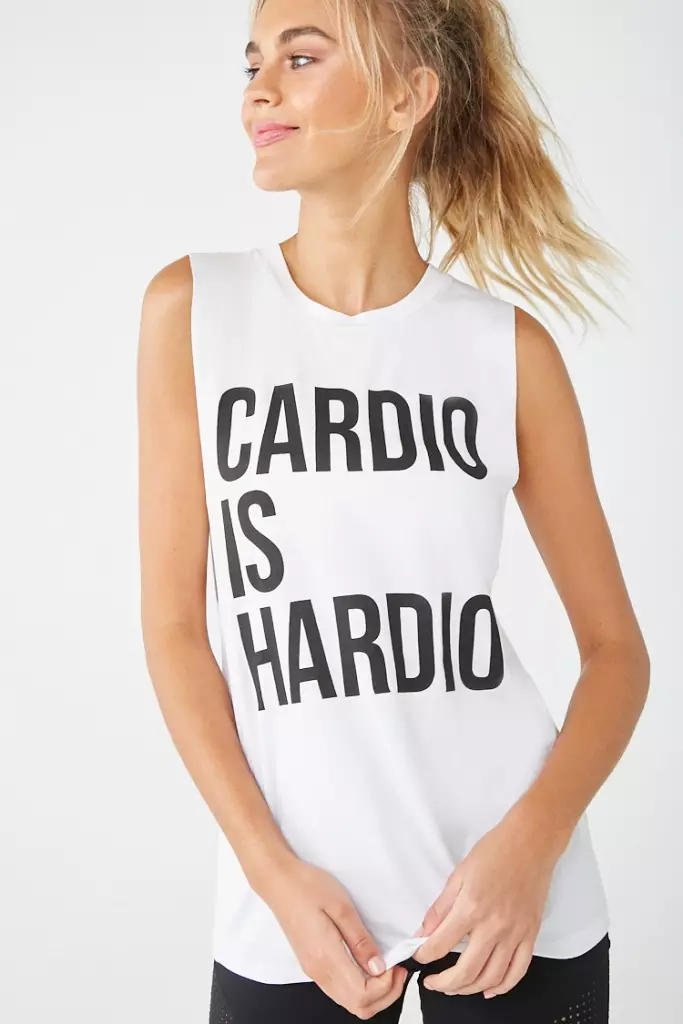 'Cardio is Hardio' Graphic Muscle Tee Yabesifazane
