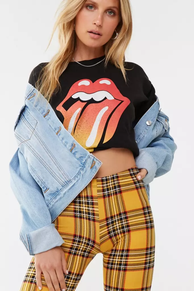 Tee Lawatan Grafik 'Rolling Stones' Wanita