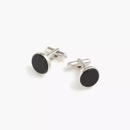 J. Crew Black Onyx Sterling Silver Rounded Cufflinks