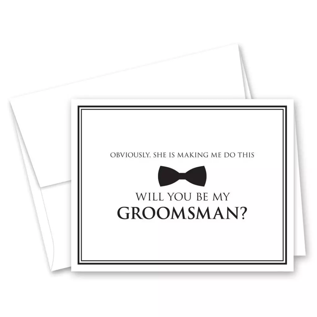 Invitație Casă Papion Groomsman Propos Cards