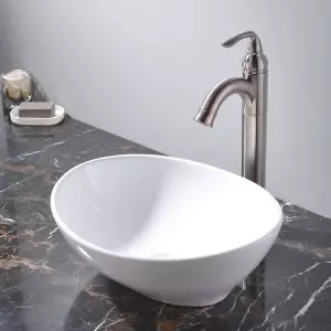 KINGO HOME Above Counter White Porcelain Ceramic Bathroom Vessel Sink