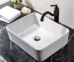 VCCUCINE Dördbucaqlı Tezgah Üstü Çini Seramik Hamam Lavabosu