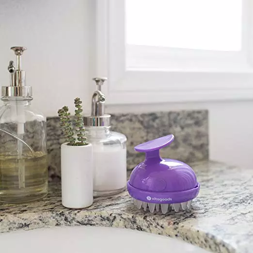 dunner hare stimulerende kopvel produkte haarverlies Vitagoods Scalp Massaging Shampoo Borsel