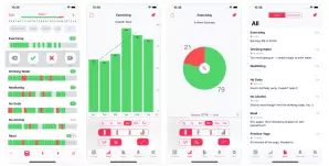 lẹsẹsẹ mẹrin sikirinisoti fifi awọn ọna ti aye habit tracker app