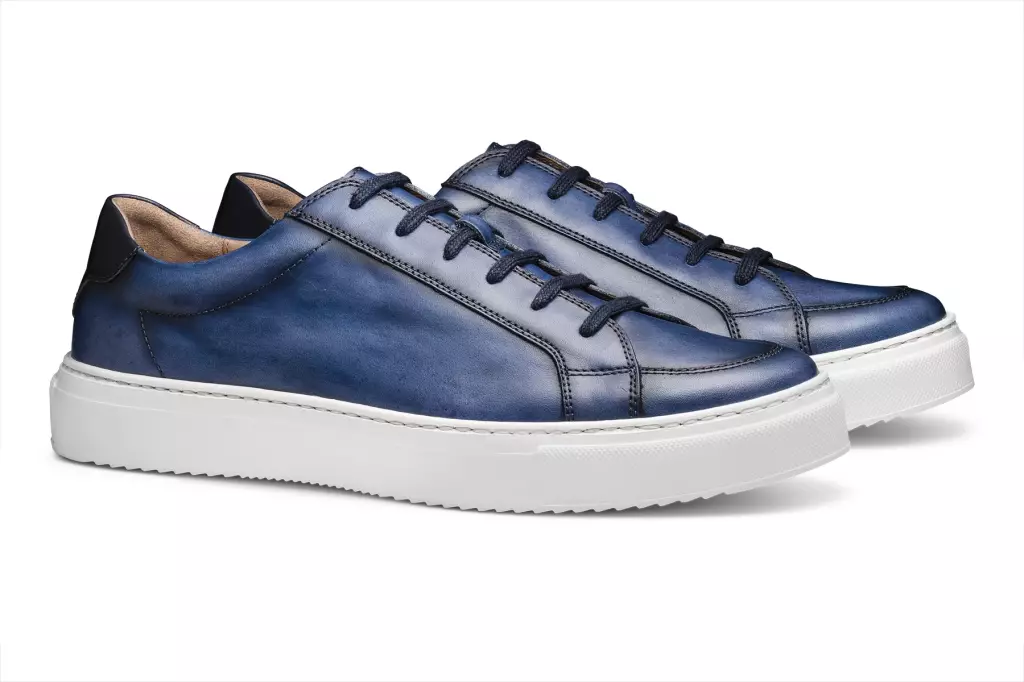 Moral Code Leather Sneakers blue