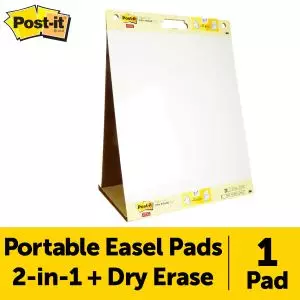 Post-it Super Sticky Portable Tabletop Easel Pad e nang le Dry Erase Panel