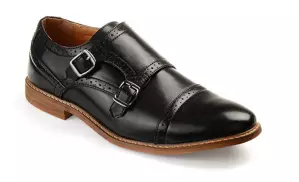 Faux Leather Double Monk Strap Shoe