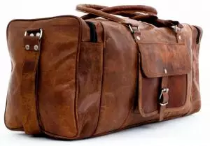 အညိုရောင် Leather Duffel အိတ်