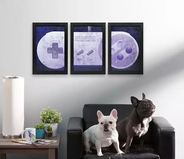 super Nintendo triptych wall art