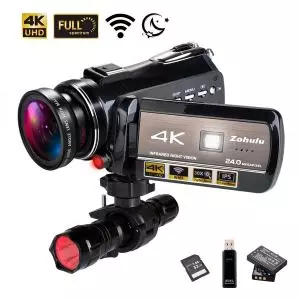 Camcorder 4K Wifi feno Spectrum miaraka amin'ny fahitana infrarouge