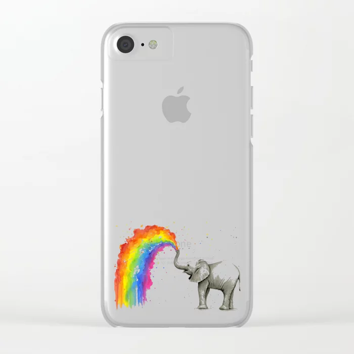 透明手機殼大象彩虹
