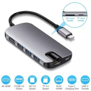 USB-канцэнтратар C, адаптар ALLEASA 8 у 1 тыпу C